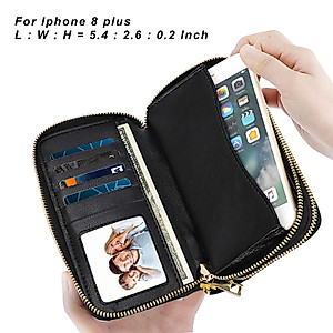 HAWEE Cellphone Wallet for Women Dual Zipper Long Purse with Removable Wristlet, Sunflower