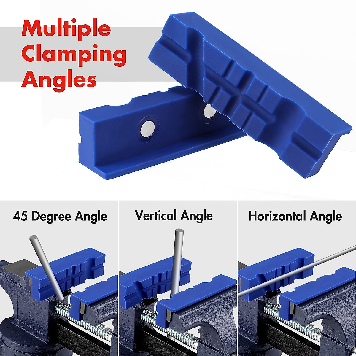 WORKPRO 2-Pair 4-1/2" Vise Jaw Pads, Magnetic TPU Vise Jaw Protective Covers, 1 Multi-Groove Jaw Pads Set and 1 Standard Waffle Surface Jaw Pads Set