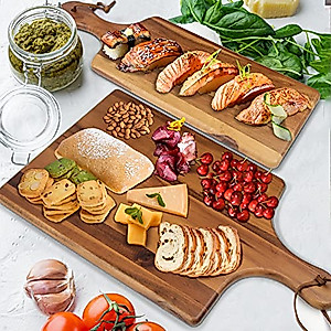 AIDEA Wood Cutting Board with Handle, Cheese Board Chartuterie Board，for Cutting and Serving 17"X11"bundle with 17"X6"(2 Pack)