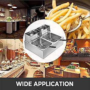 Comft CMFTGDS Deep Fryer Commercial Fry Daddy with Basket, Stainless Steel Electric Countertop Large Capacity Kitchen Frying Machine for Turkey, French Fries (12.7QT12L)