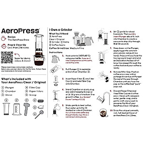 Aeropress Original Coffee and Espresso Maker, Barista Level Portable Coffee Maker with Chamber, Plunger, and Filters, Quick Coffee and Espresso Maker, Made in USA