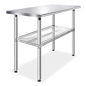 GRIDMANN Stainless Steel Commercial Work Table with Wire Shelf, NSF-Certified, 49 x 24 Inch