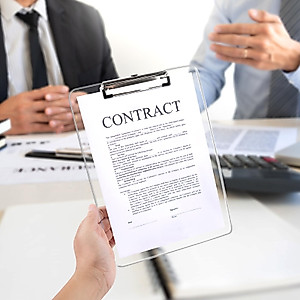 Macroclo Plastic Clipboards, A4 Acrylic Clear Board 8.5x11 for Classroom, Students, Transparent Letter Size 9" x 12.5" with Low Profile Clip, Office & School Supply