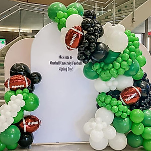 Football Party Balloon Garland Kit,119 Pcs Black White Green Balloons Arch with Football Shaped Mylar Foil Balloons for Kids Boys Teenagers Sport Theme Birthday Super Sunday Touchdown Party Decoration