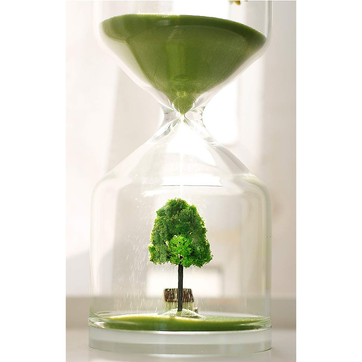 Falytemow 30 Minutes Hourglass Green Farm Sand Timer Cute Cow Desktop Decoration for Kitchen School Teaching