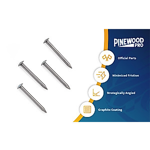 Pinewood Pro Pine Derby Axles - Polished and Graphite Coated Axles from The Official Derby Kit (Set of 4)