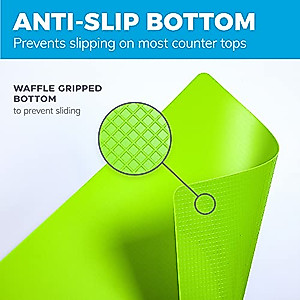 Extra Thick Flexible Plastic Cutting Board Mats With Food Icons & "EZ-Grip" Waffle Back, (Set of 4) - Chopping Board Set - Textured Waffle Grip Bottom Prevents Slipping On Most Counter Tops