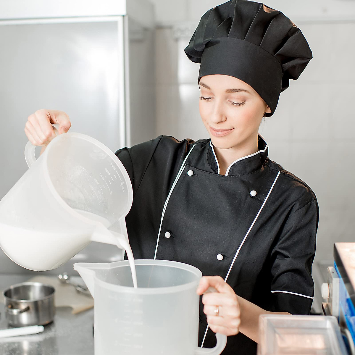 18 Pcs Chef Hats for Adults Adjustable Elastic Chef Cap Kitchen Bakers Hat Cooking Cap Funny Chef Gifts for Men Women, Black, White, Red