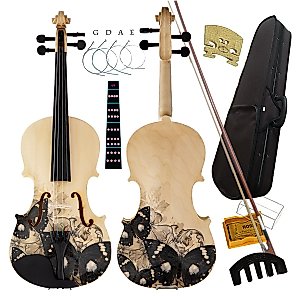 Aliyes Distinctive Artistic Violin Set Designed for Beginners/Students/Kids/adults with Hard Case,Bow,Extra Strings (4/4/Full-size)