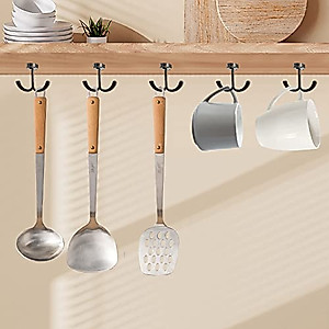 RFORPLY Zinc Alloy Double Prong Ceiling Hook Towel/Robe Clothes Hook Pack of 6