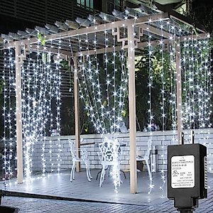 Solhice LED Curtain Lights Blue Outdoor 20ft x10ft, 600 LED Plug in Christmas Hanging Window String Lights Indoor, Twinkle Lights Backdrop for Patio Wedding Bedroom Décor (Not Connectable)