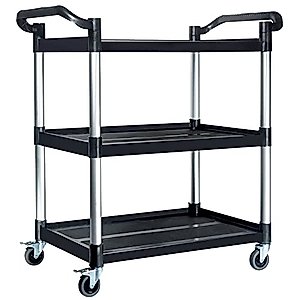 IMGZAR Utility Carts with Wheels Rolling Cart Heavy Duty Food Service Cart for Kitchen Warehouse Office, Free Rubber Hammer, Lockable Wheels, 500 Lbs Capacity 31.5''L X 17''W X 38''H Black