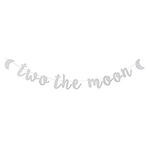 Glitter Silver Two the Moon Banner Kid¡®s Second Birthday Party Bunting Garland
