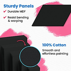 Chalkola Black Canvas for Painting - 25 Pack Square Canvas Panels - 4x4, 6x6, 8x8, 10x10, 12x12 inch (5 Each) - Canvases are 100% Cotton, Primed, Acid Free Art Canvas Boards for Painting