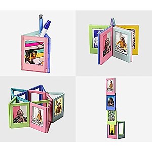 QUEEN3C 10 Pieces Colorful 3 Inch Mini Film Magnetic Photo Picture Frame, Mini Table Photo Frame, Fridge Magnetic Photo Frame. Compatible with Fujifilm Instax Mini, Small Polaroid Photos.