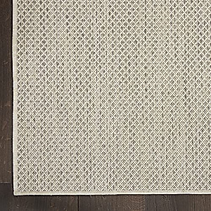 Nourison Courtyard Indoor/Outdoor Ivory Silver 8' x 10' Area Rug, Geometric, Easy Cleaning, Non Shedding, Bed Room, Living Room, Dining Room, Deck, Patio, Backyard (8x10)