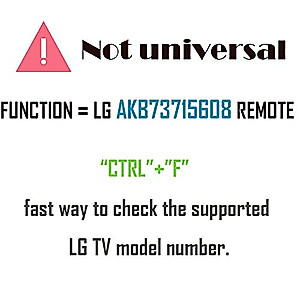 AKB73715608 Replacement TV Remote for LG 39LN5300 32LN530B 42LN5300 42LN5400 50LN5400 47LN5400 55LN5400 50LN5200 32LN5300 50LN5100 47LN5200 55LN5200 50PN4500 50PN6500 with GP Alkaline 2 pcs Batteries