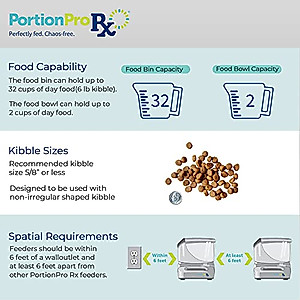 PortionPro Rx Automatic Pet Feeder (for Both Cats and Dogs) - Prevents Food Stealing and Delivers Scheduled Meals