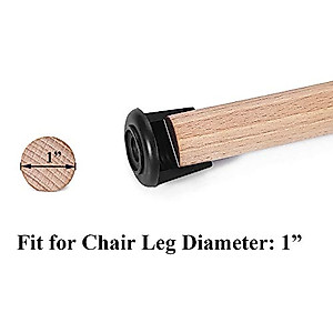 Chair Leg Tips Caps Non-Slip Rubber Leg Tips 1” Inner Diameter Furnigear -Black Chair Leg Floor Protectors Round , 16 Pack