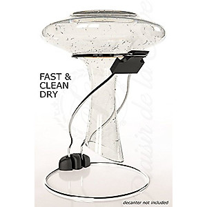 2in1 Wine Decanter Drying Stand – Fast Spotless Carafe Dryer & Compact Folding Rack for Safe Storage - incl. Black Rubber Top (Non Slip & Anti Scratch)