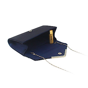 ZIUMUDY Women's Sparkle Evening Bags Envelope Clutches Shoulder Chain Handbag Bridal Wedding Purse (Navy Blue)