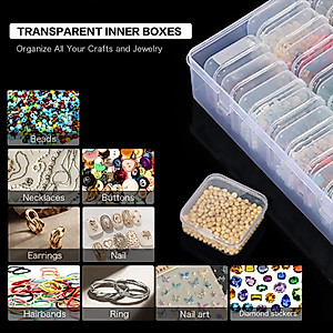 Bead Organizer Box, 30 Pcs Plastic Organizer Box Small Bead Organizer, Craft Storage Containers with 132 Labels, Bead Organizer Box for Beading Supplies and Bracelet