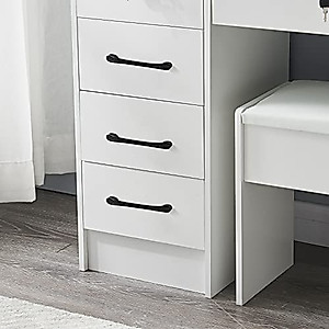 Vanity Desk Makeup Vanity Table with Lighted Mirror,3 Color Modes, White Makeup Table Set with 5 Drawers, Storage Shelves & Cushioned Stool,Women Girls Dressing Table for Bedroom