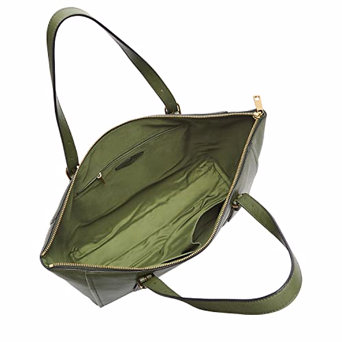 Fossil Women's Carlie Leather Tote Bag Purse Handbag, Tarragon (Model: ZB1773374)