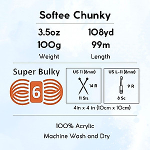 Bernat Softee Chunky Ombre Natures Way 161129-29012 (3-Skeins - Same Dye Lot) Chunky Bulky #5 Acrylic Yarn for Crocheting and Knitting - Bundle with 1 Artsiga Crafts Project Bag