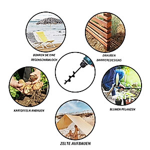 SORANGEUN 1.6"x9" Garden Auger Spiral Drill Bit,Bulb Auger for Cordless Drill,Auger Drill Bit for Planting,Soil Auger for Post Hole Digger,Garden Auger for 3/8” Hex Driver Drill Solid Shaft