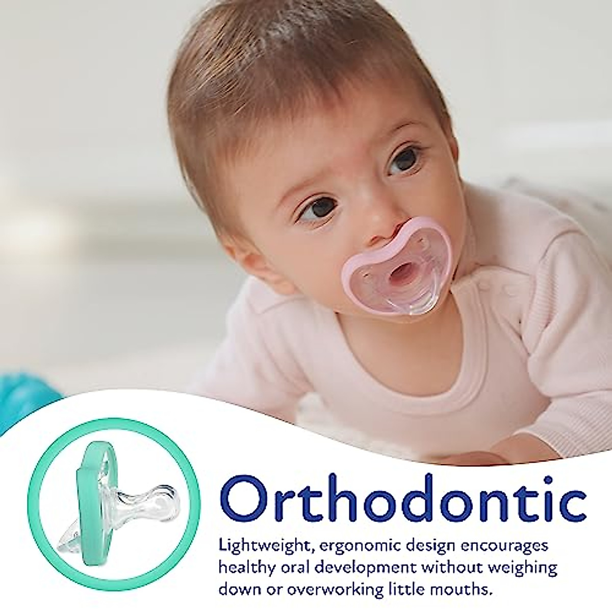 Dr. Talbot's Soft-Flex Orthodontic Pacifiers 6-12 Months, Pink/Aqua, Girl, 2 Count
