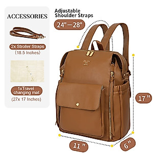 miss fong Diaper Bag Backpack Baby Diaper Bag,Leather Diaper Bag Backpack Diaper Bag Purse with 13 Pockets Diaper Bag Organizer, Changing Pad, Stroller Straps,4 Insulated Pockets