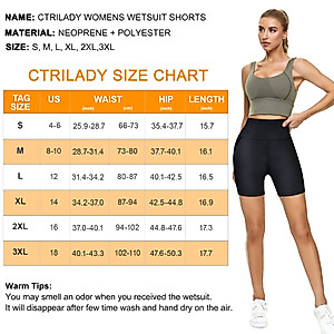 CtriLady Women Wetsuit Shorts Surfing Kayaking Snorkeling Swimming Pants Swimsuit Bottom Water Sports Swimwear Capris with Back-Zipper-Pocket(Black, Medium)
