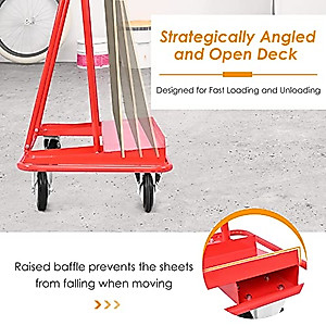 Goplus Drywall Sheet Cart, Heavy Duty Panel Dolly Cart with 4 Swivel Wheels, Handling Wall Panel, Sheetrock, Wood Panel, Rolling Dolly for Garage, Home, Warehouse