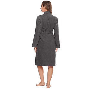 Kniffi Kimono Bathrobe for Women Terry Cloth Robes knee length towel Bathrobe Grey L