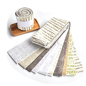 sharprepublic Roll Up Cotton Fabric Quilting Strips, Jelly Roll Fabric, Patchwork Craft Fabric Bundle, Cotton Fabric, Quilting Fabric - Beige