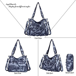 Angel Barcelo Womens Fashion Handbags Purse Shoulder Bags Tote Bags Ladies Girls Designer Satchel Bags (J.BLUE)