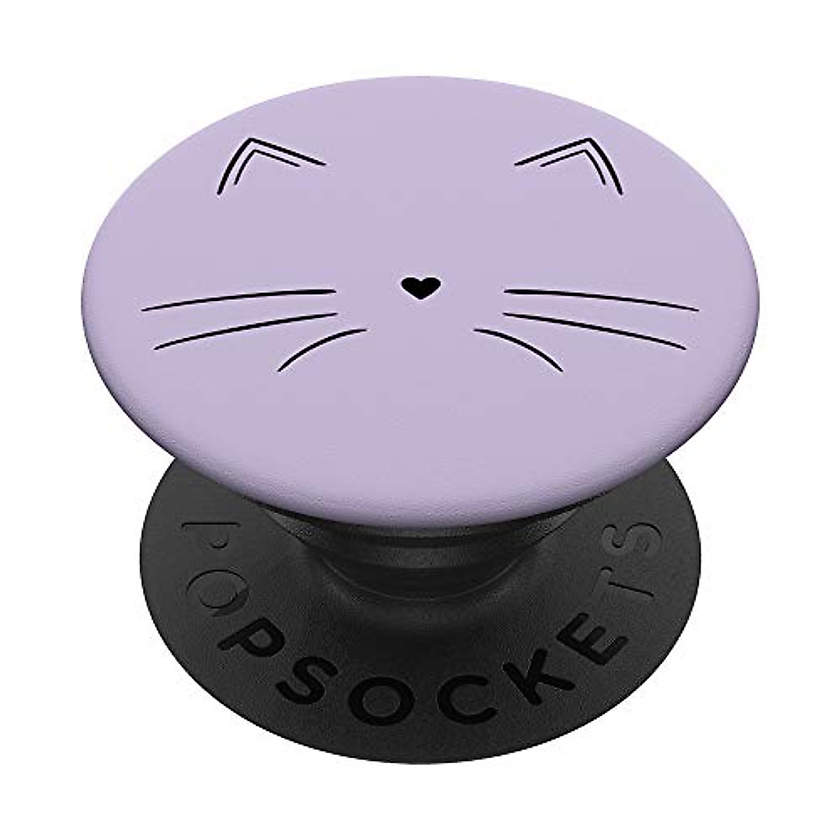 Black Cat Face Light Pastel Purple PopSockets Swappable PopGrip