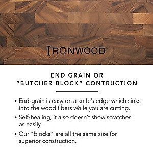 Ironwood Gourmet End Grain Union Stock Yard Professional Chopping Butcher Block, Brown, 14 x 20 x 2.75"