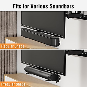 ELIVED Soundbar Mount Soundbar Mounting Bracket Under TV for Soundbar with/Without Holes, Sound Bar TV Bracket with 6.5" Holders Swivel to fit Various Soundbar, 17.7" Vertical Bracket, 15 Lbs. YD5011