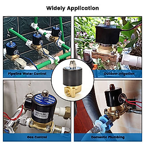 CGELE Brass Electric Solenoid Valve 12V 1/4"（inch） Pneumatic Air Valve Normally Colsed for Water Air Gas Fuel Oil