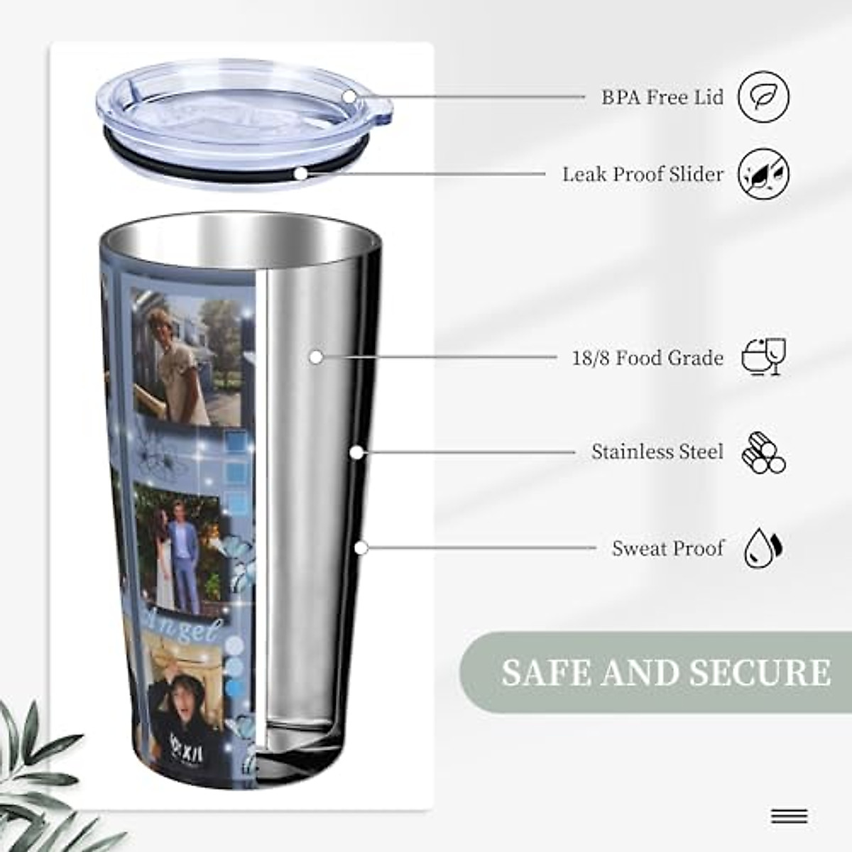 OAEWRE Gavin Actors Casalegno Stainless Steel Mug Insulated Tumbler Coffee Mugs with Lids and Straw Double Wall Vacuum Cup 20oz