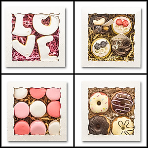 QULIT 50pcs 5x5x2 Inch Cookie Boxes with Window White Bakery Boxes Pastry Boxes for Macaroon Dessert Cupcake Donut Pastry Muffins