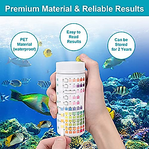 DAJIANG 9 in 1 Aquarium Test Strips,100 Strips Aquarium Testing Kit for Freshwater Saltwater, Pond Test Strips for Fish Tank Testing pH, Iron, Copper, Nitrite, Nitrate, Hardness, More