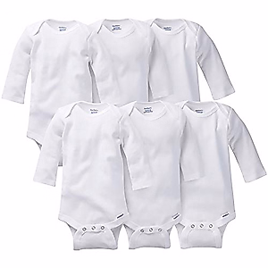 Gerber Unisex Baby Multi-Pack Long-Sleeve Onesies Bodysuit Mitten Cuff Sizes 6-Pack White 18 Months