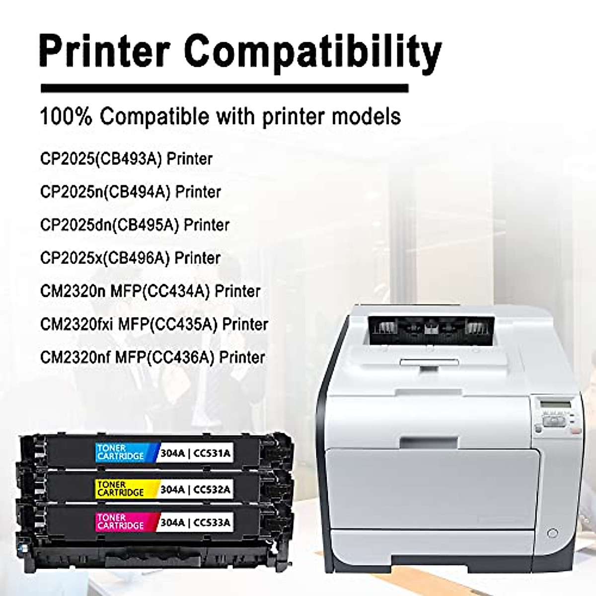 Compatible 304A CC531A CC532A CC533A Remanufactured Toner Cartridge Replacement for HP CP2025dn CP2025x CP2025 CP2025n CM2320n CM2320fxi CM2320nf Printer (3 Pack, 1C+1M+1Y).