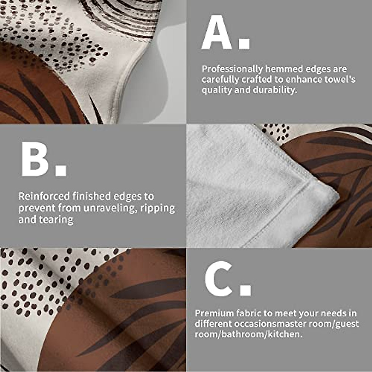 Giwawa Brown Leaves Hand Towels Boho Leaf Soft Thin Bath Towel Set of 2 Highly Absorbent Decorative Kitchen Dish Guest Towel for Spa Gym Hotel