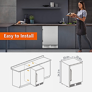 Velieta 24 Inch Beverage Refrigerator Cooler,Stainless Steel Wide Refrigerator for 210 Cans,Fit Perfectly for 24" Space Built-in Counter or Freestanding with powerful and quiet cooling system