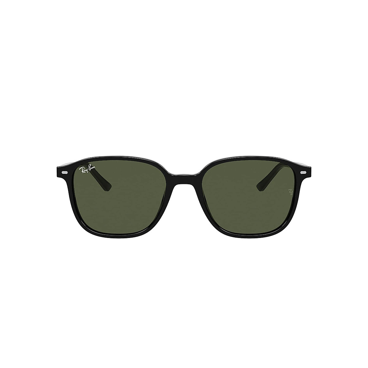 Ray-Ban RB2193 Leonard Square Sunglasses, Black/G-15 Green, 53 mm