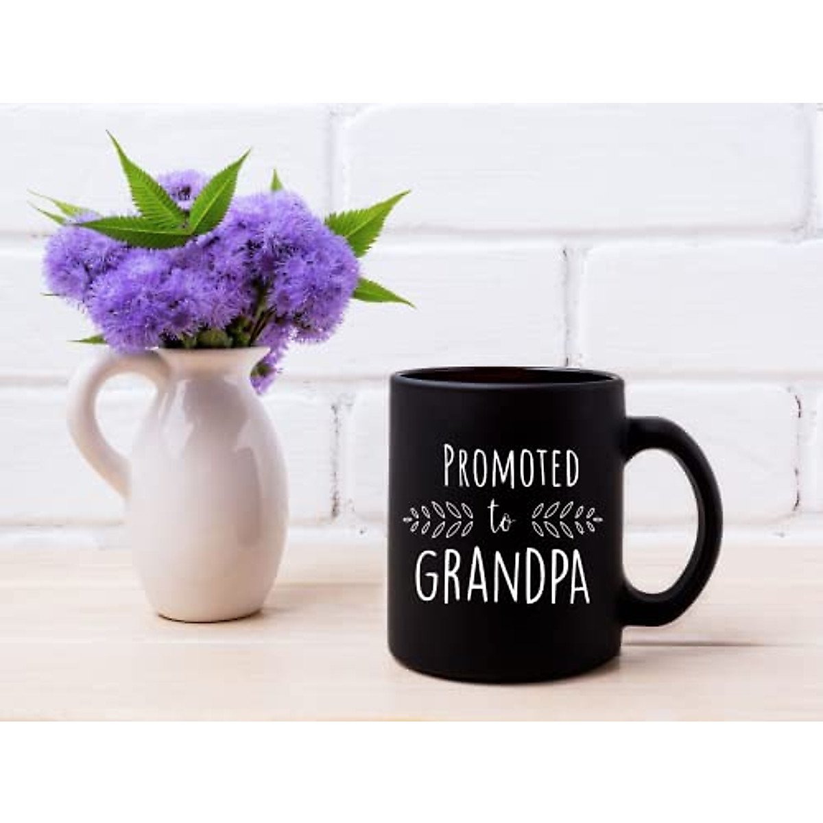 Pregnancy Announcement For Grandparents Black Coffee Mugs - Grandma To Be & Grandpa to Be 11 oz Mugs - Pregnancy Reveal Idea For Baby Announcement - Mug Set - Promoted to Grandma & Grandpa